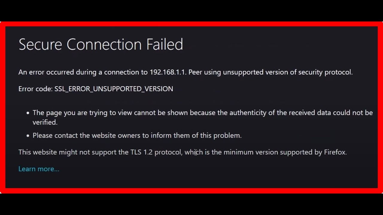 SSL_ERROR_UNSUPPORTED_VERSION Work Around Firefox - Lipani Security LLC